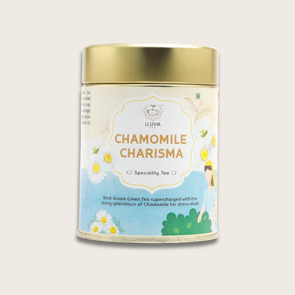 Chamomile Charisma Tea - Stress Reliever | Relaxes Muscles | Induces Sleep (50gm)- Lluvia Tea